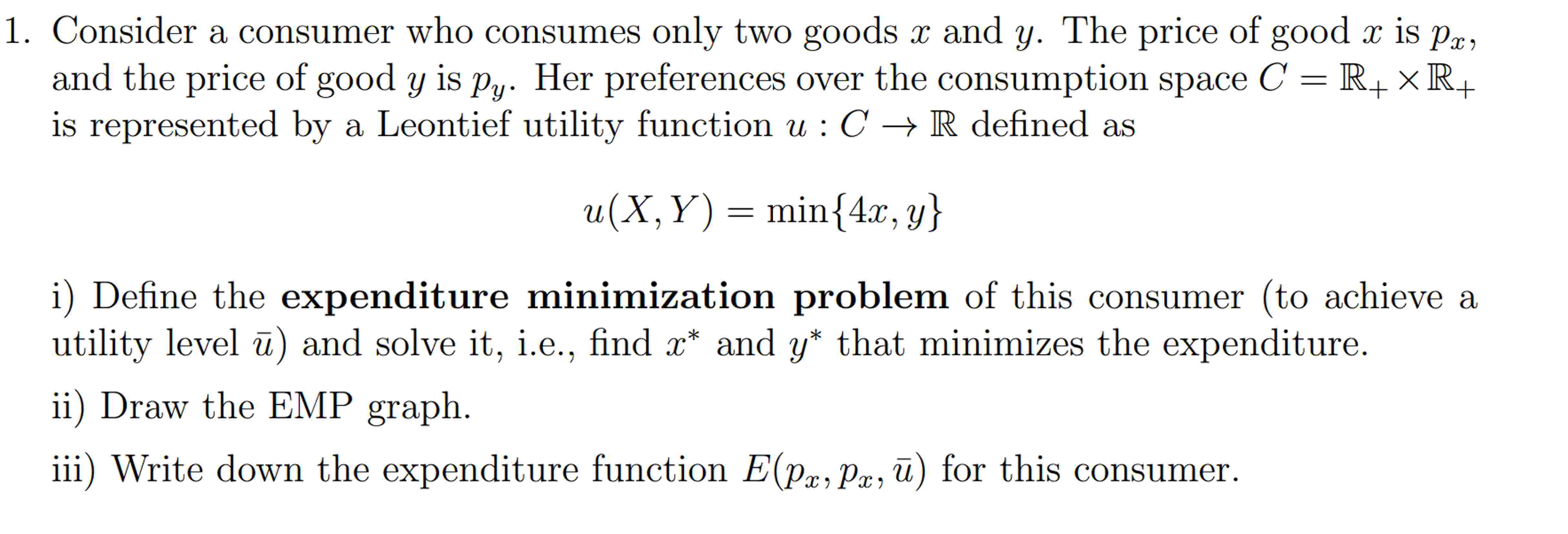 Solved Consider a consumer who consumes only two goods x | Chegg.com