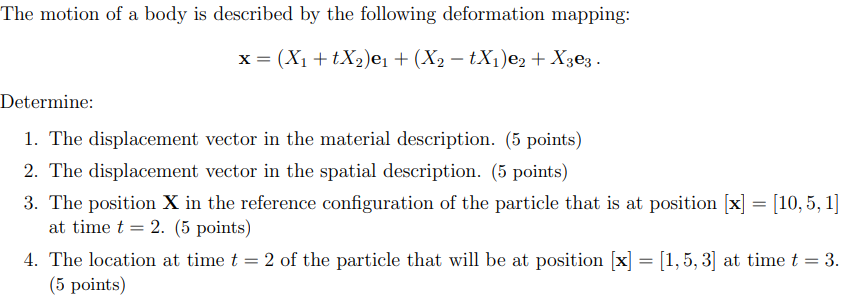 Solved The motion of a body is described by the following | Chegg.com