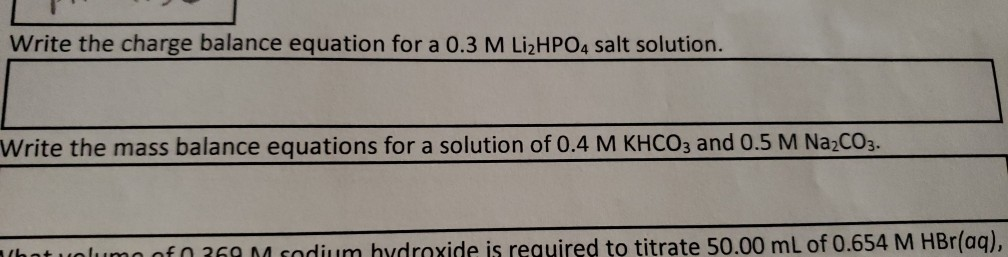 Solved Write the charge balance equation for 0.3 M | Chegg.com