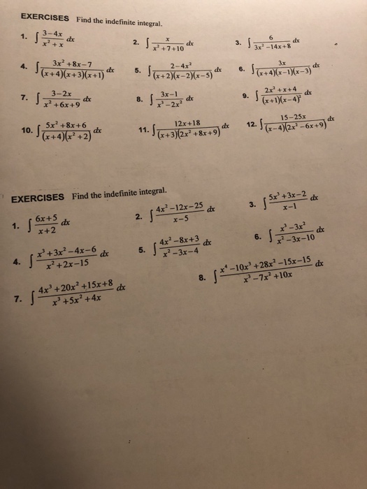 Solved Partial Fraction Worksheet Express each of these | Chegg.com