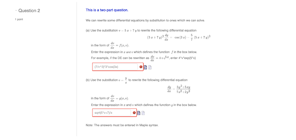 Solved We can rewrite some differential equations by | Chegg.com