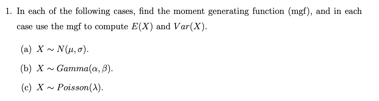 Solved 1. In each of the following cases, find the moment | Chegg.com