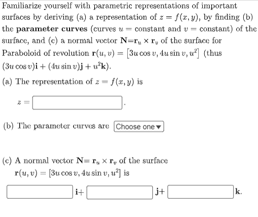 Solved Familiarize yourself with parametric representations | Chegg.com