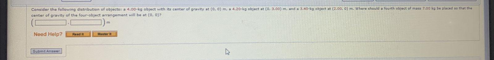Solved center of gravity of the four-object arrangement will | Chegg.com