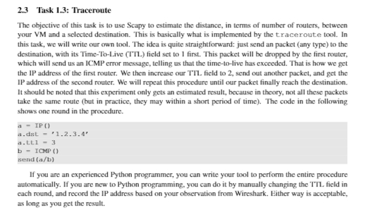 Solved 2.3 ﻿Task 1.3: TracerouteThe objective of this task | Chegg.com