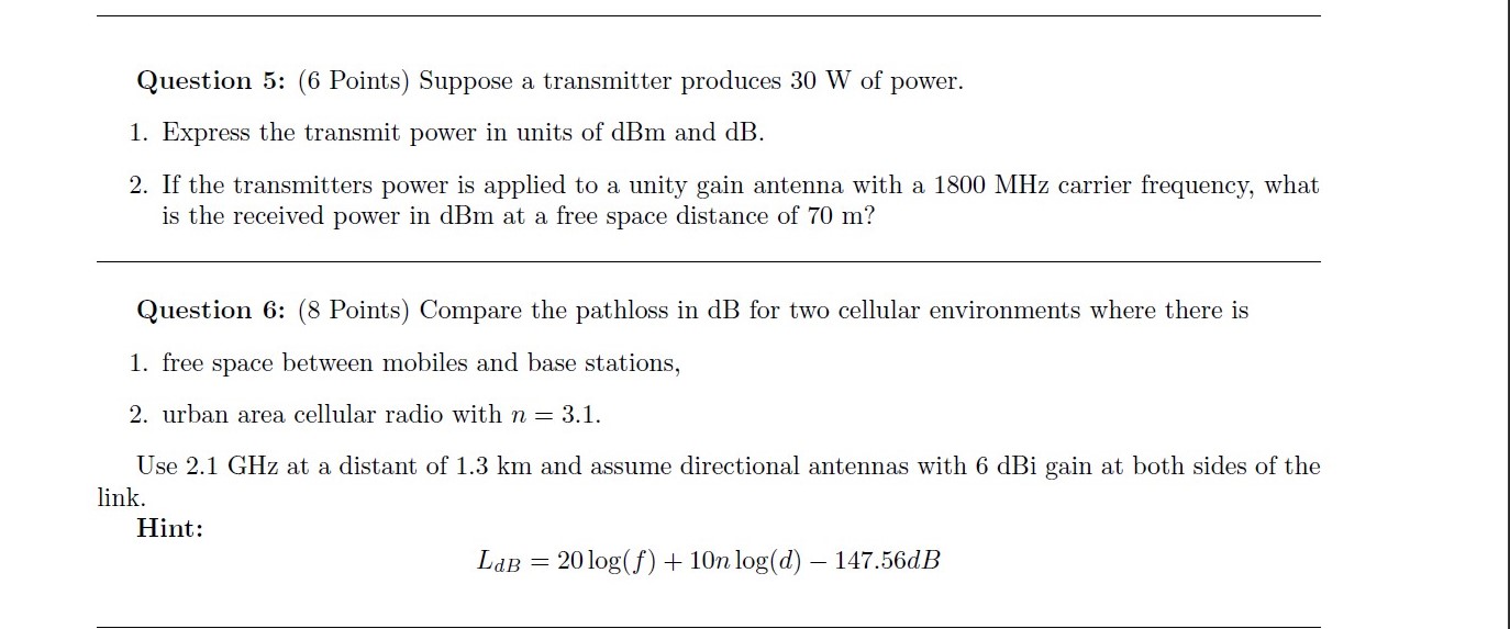 Solved Question 5: (6 Points) Suppose a transmitter produces | Chegg.com