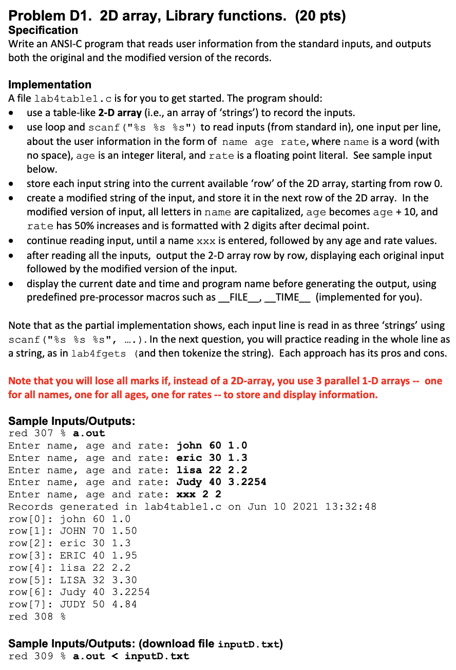 Solved Please help me implement this code in C prog | Chegg.com