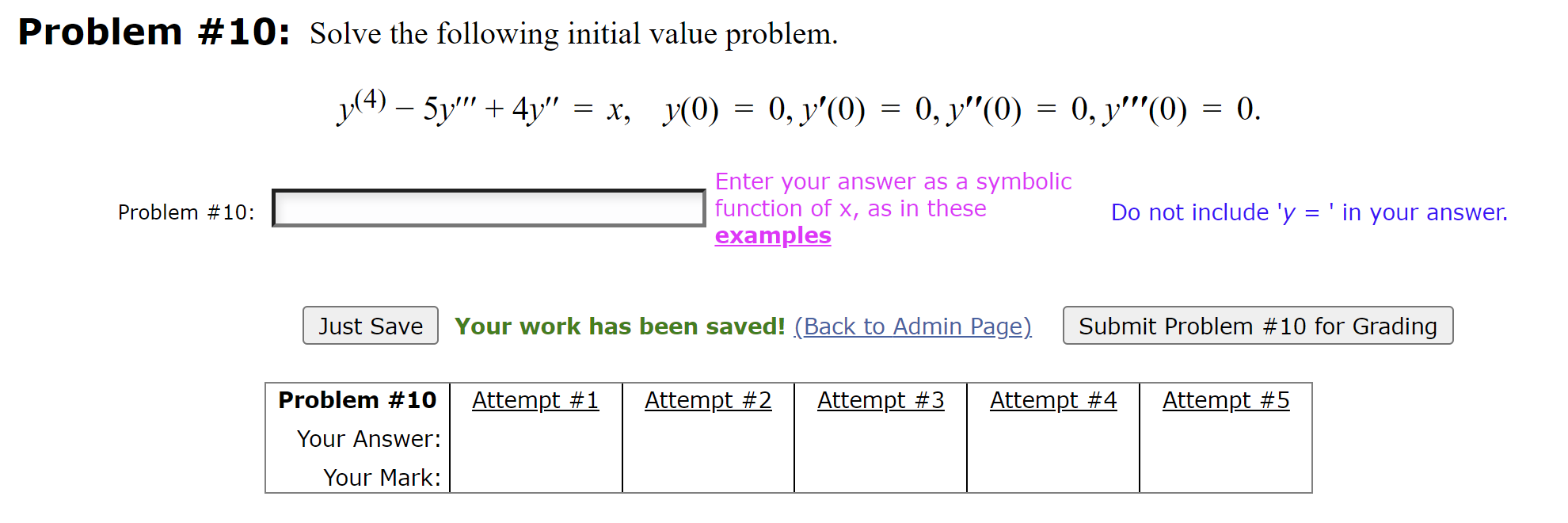 Solved Problem #10: Solve the following initial value | Chegg.com