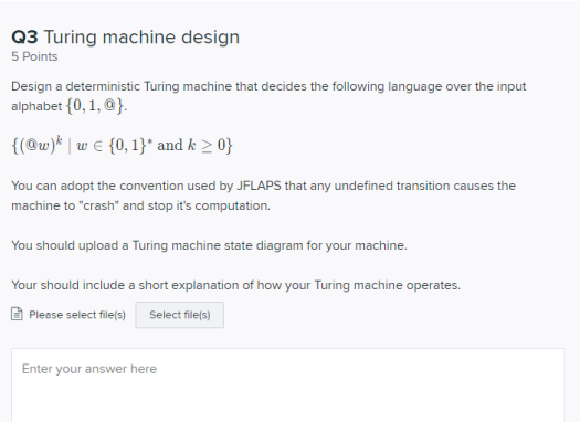 Q3 Turing machine design 5 Points Design a | Chegg.com