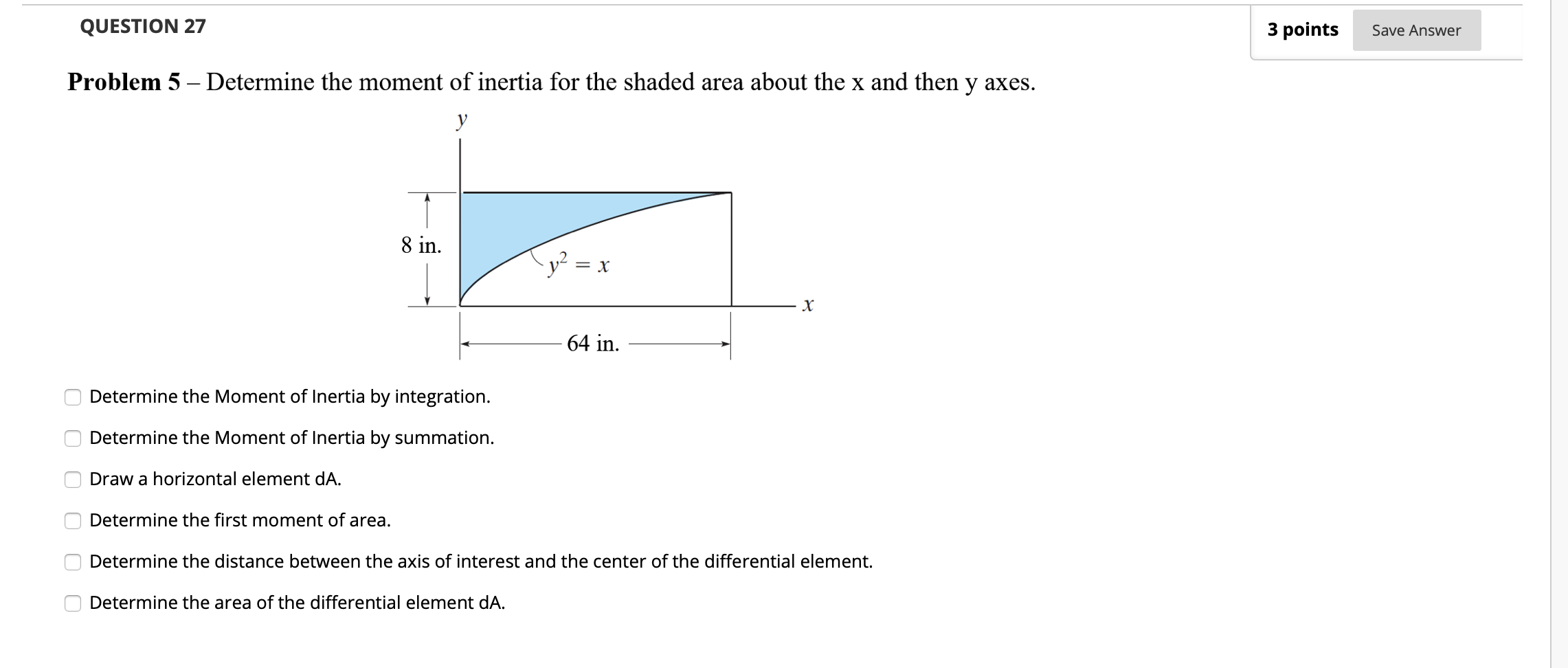 Solved Express the area of the differential element in terms | Chegg.com
