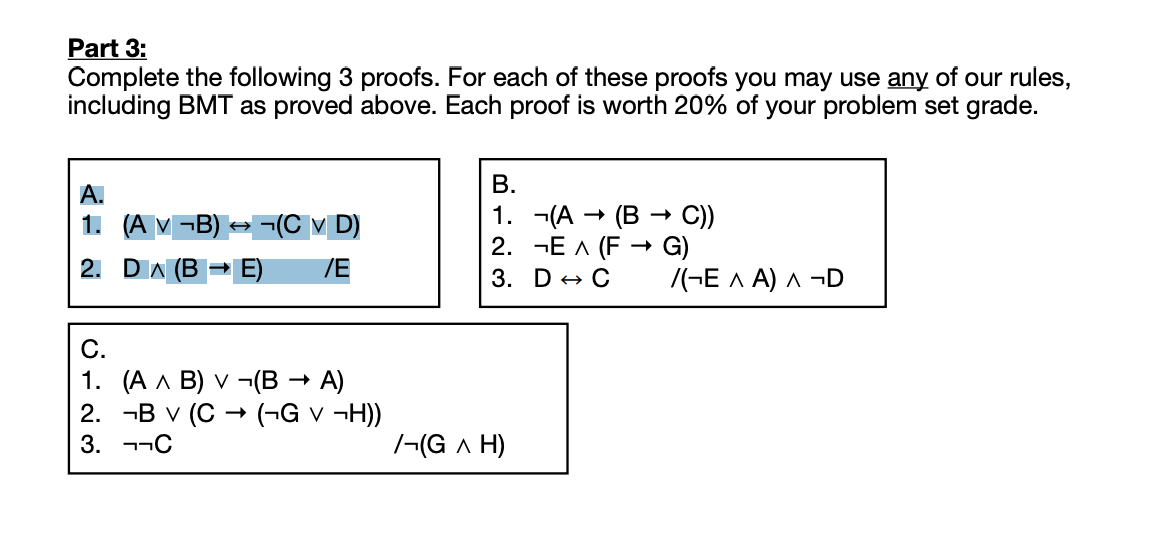 Intro to Logic Proof help please: (Our rules include | Chegg.com