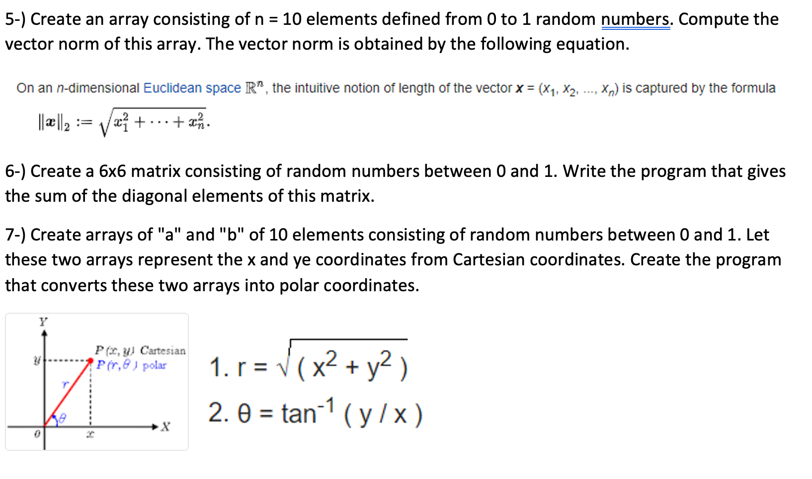Solved 5-) Create an array consisting of n = 10 elements | Chegg.com