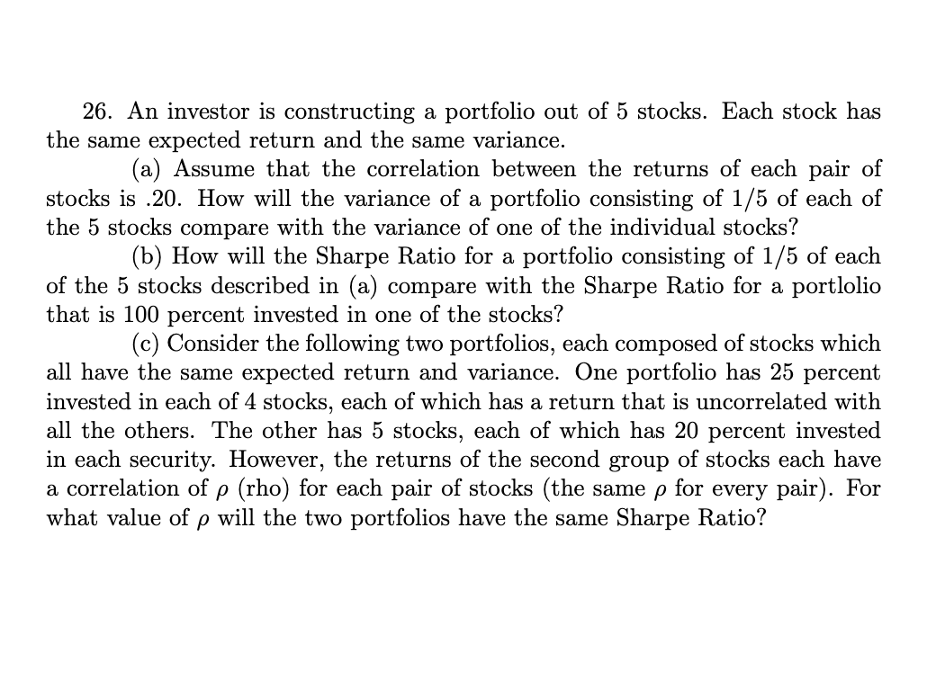 26. An investor is constructing a portfolio out of 5 | Chegg.com