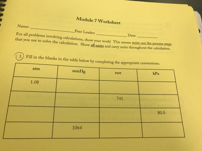 Solved Module 7 Worksheet Date:-- For all problems involving | Chegg.com