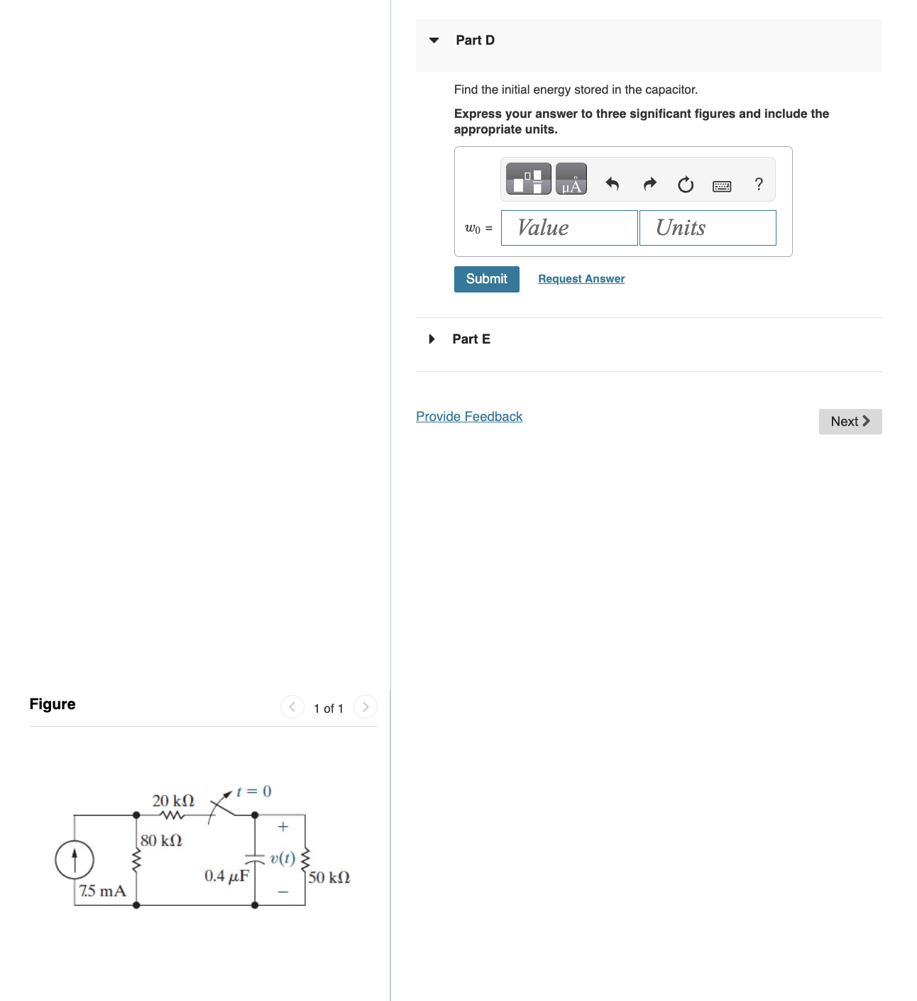 Solved Part AThe switch in the circuit of (Figure 1) ﻿has | Chegg.com