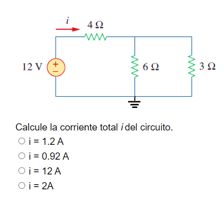 Solved Calcule la corriente total i del circuito. i=1.2 | Chegg.com