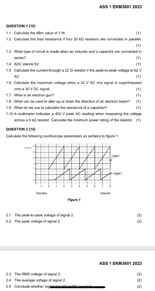 Solved QUESTION 1 [10] 1.1 Calculate the dBm value of 1 W. | Chegg.com