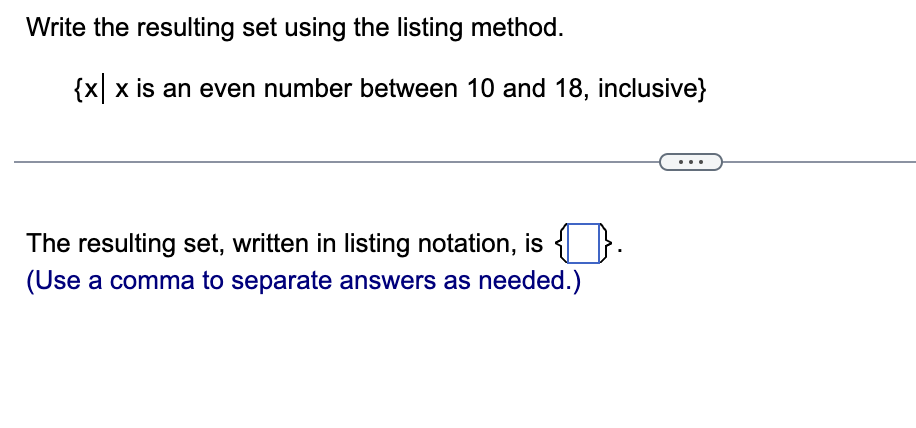 Solved Write the resulting set using the listing method. \\( | Chegg.com