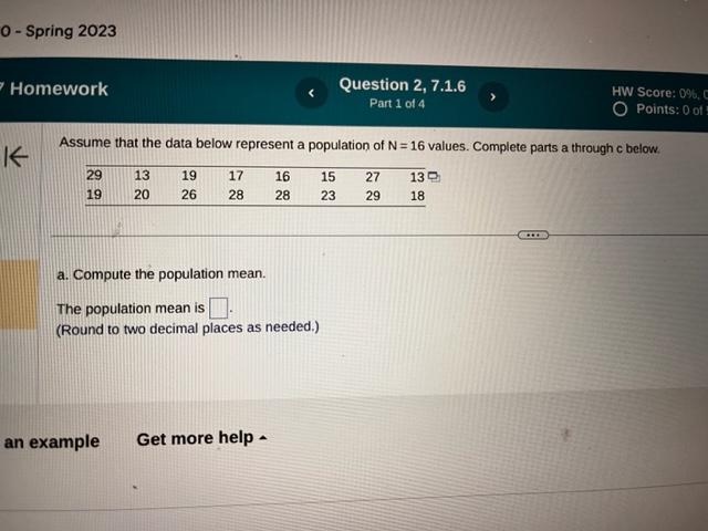 Solved a. Compute the population mean. The population mean | Chegg.com
