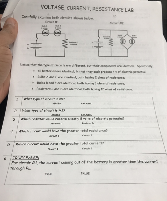 Solved VOLTAGE, CURRENT, RESISTANCE LAB Carefully examine | Chegg.com