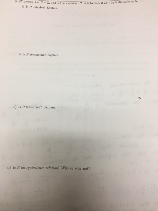 Solved Let S Z And Define A Relation R On S By Xry If 2x