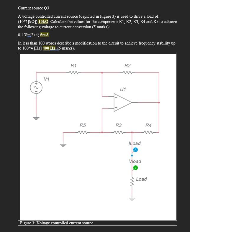 Solved Current source Q3 A voltage controlled current source | Chegg.com