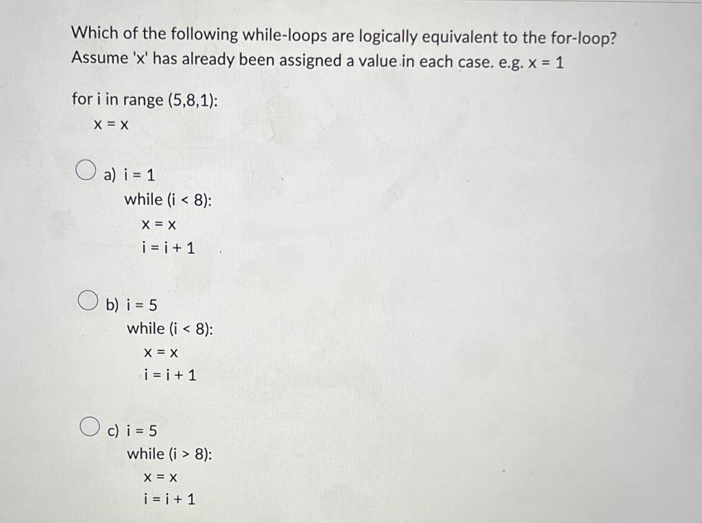 Solved How many times will the loop execute? i=1 for i in | Chegg.com