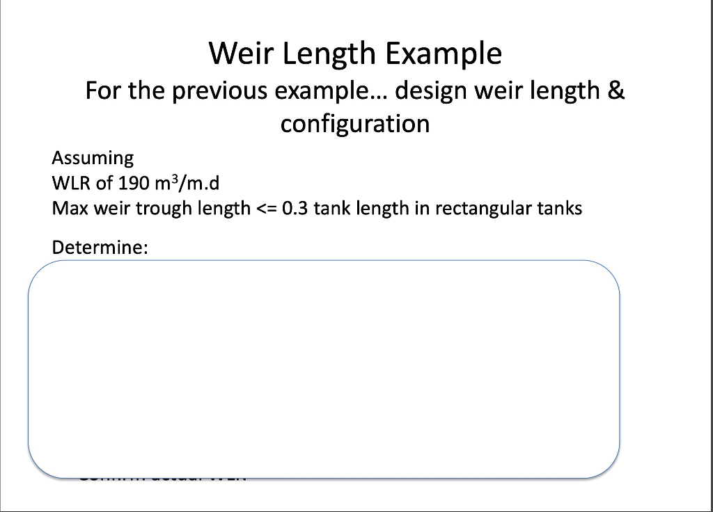 Solved Design Example Design a rectangular primary settling | Chegg.com
