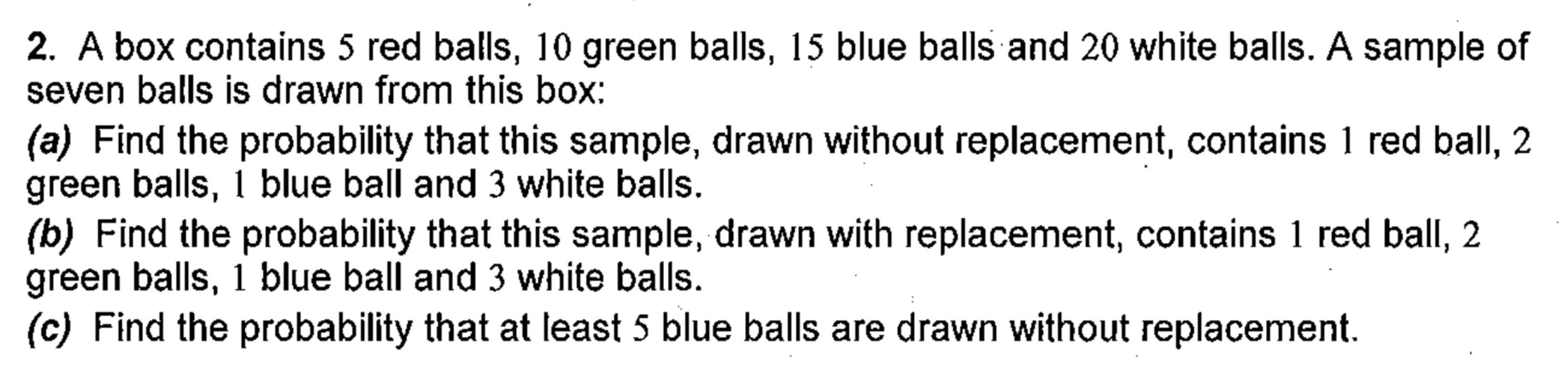 Solved 2. A box contains 5 red balls, 10 green balls, 15 | Chegg.com
