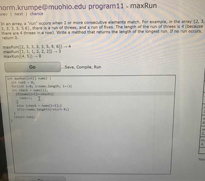 Solved In an array, a "run" occurs when 2 or more | Chegg.com