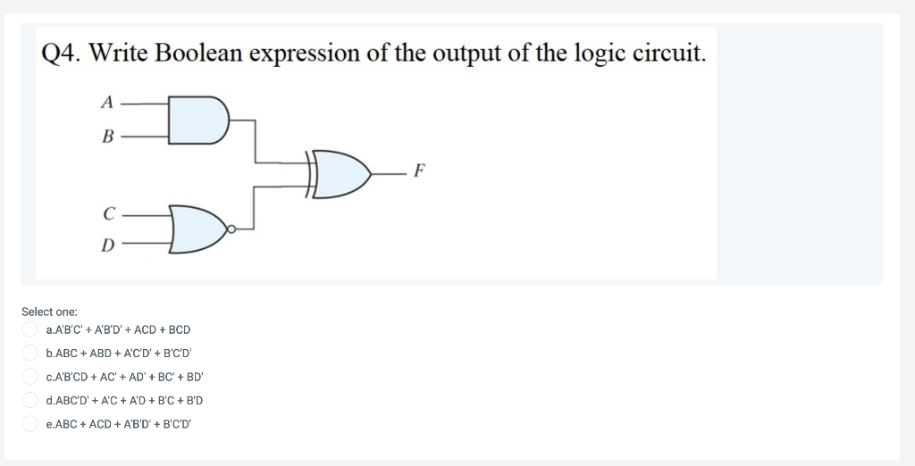 Solved Q4 Write Boolean Expression Of The Output Of The 3967