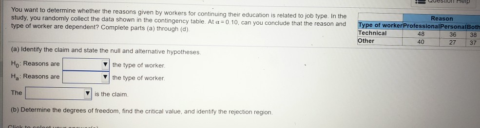 Solved You want to determine whether the reasons given by | Chegg.com