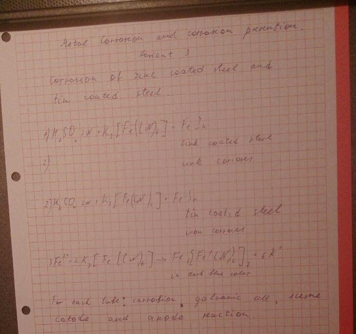 Solved H2SO4(2N)+K3[Fe(CN)6]+FeZn(zinс coated steel) | Chegg.com