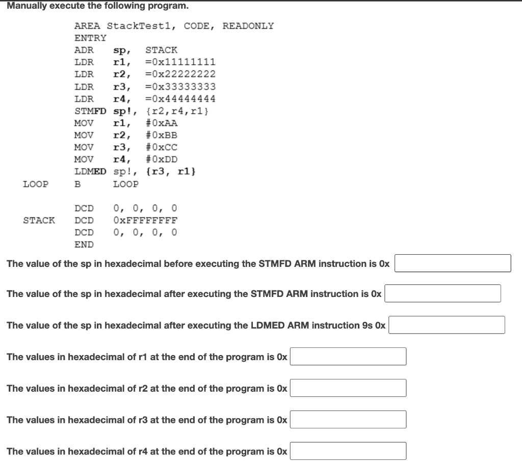 Solved Manually execute the following program. AREA | Chegg.com