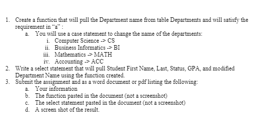 Solved CREATE TABLE Departments DeptCode Sequence PRIMARY | Chegg.com