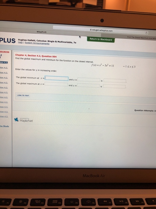 Solved edugen Return to Blackboard Hughes-Halett, Calculus: | Chegg.com