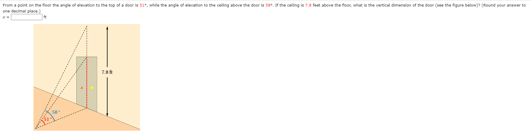 Solved From a point on the floor the angle of elevation to | Chegg.com