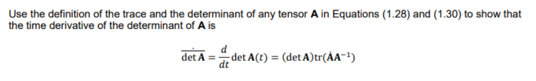 Solved Use the definition of the trace and the determinant | Chegg.com