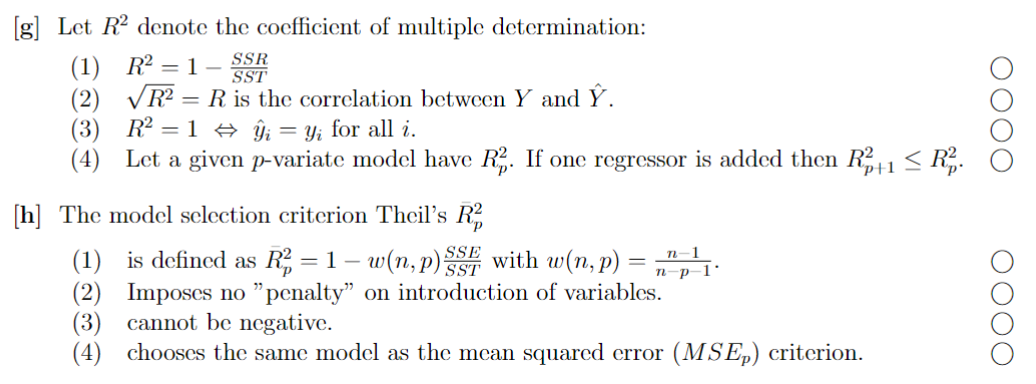 Solved [g] Let R2 denote the coefficient of multiple | Chegg.com