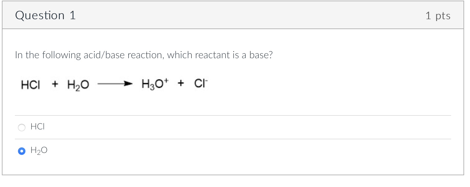 Solved In the following acid/base reaction, which reactant | Chegg.com