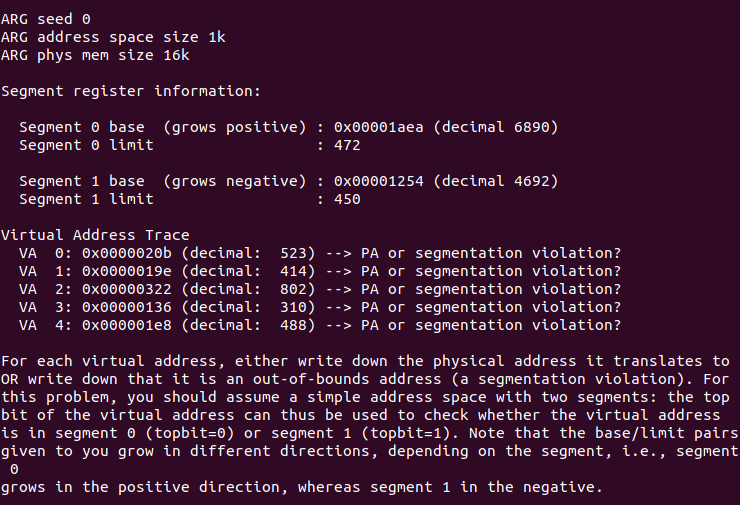 ARG seed 0 ARG address space size 1k ARG phys mem | Chegg.com