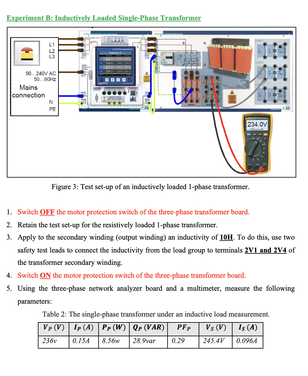 Solved Lab 2: Load Characteristics of a Single-Phase | Chegg.com