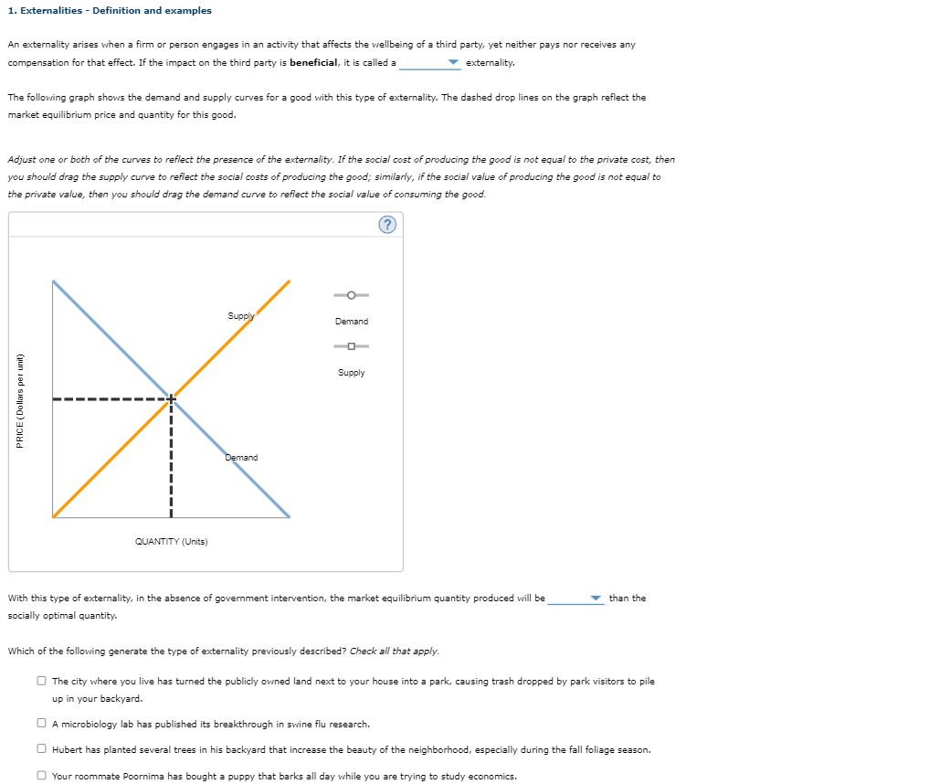 Solved 1. Externalities - Definition and examples An | Chegg.com