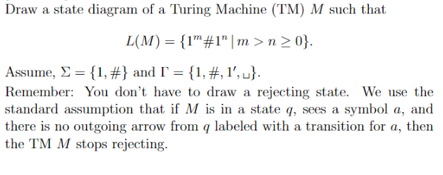Solved Draw a state diagram of a Turing Machine (TM) M such | Chegg.com