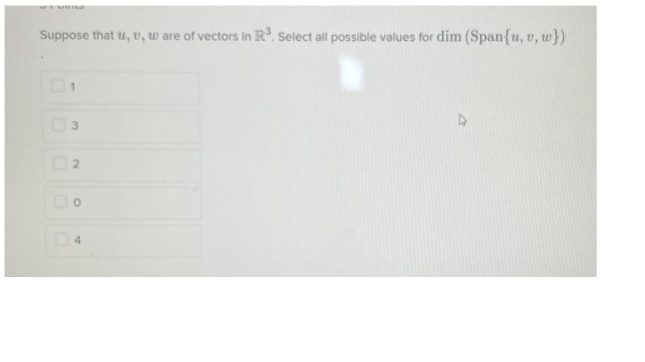 Solved Suppose that u,v,w are of vectors in R3. Select all | Chegg.com