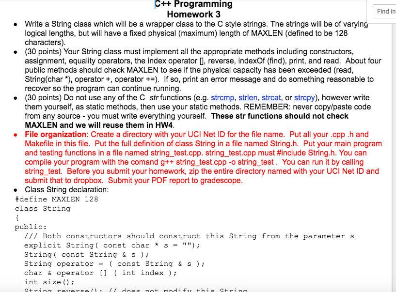 Solved C++Programming Find in Homework 3 Write a String | Chegg.com