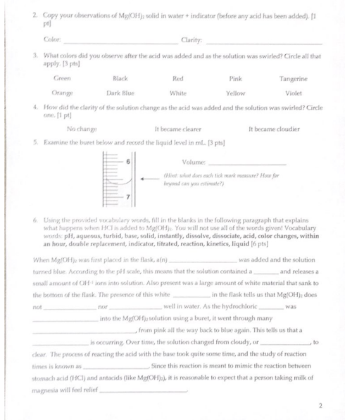 Solved Acids and Bases Data Report Sheet Name: Date: | Chegg.com