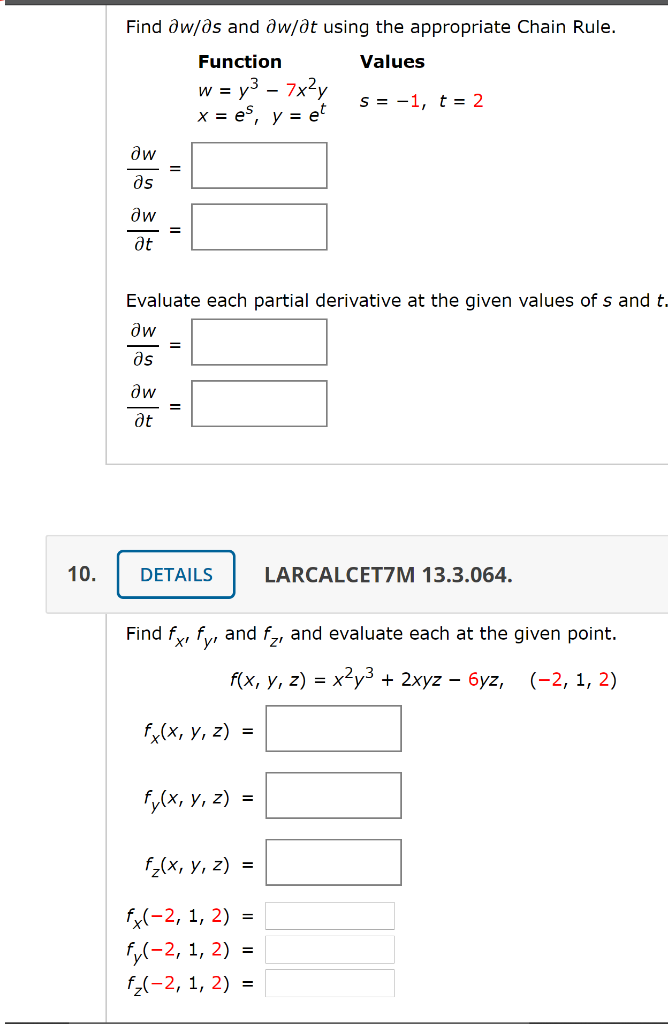 Solved Find aw/as and aw/āt using the appropriate Chain | Chegg.com