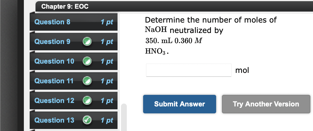 Solved Determine the number of moles of NaOH neutralized by | Chegg.com