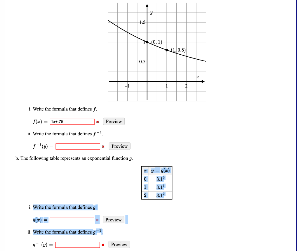 Solved i. Write the formula that defines f. f(x)= ii. Write | Chegg.com